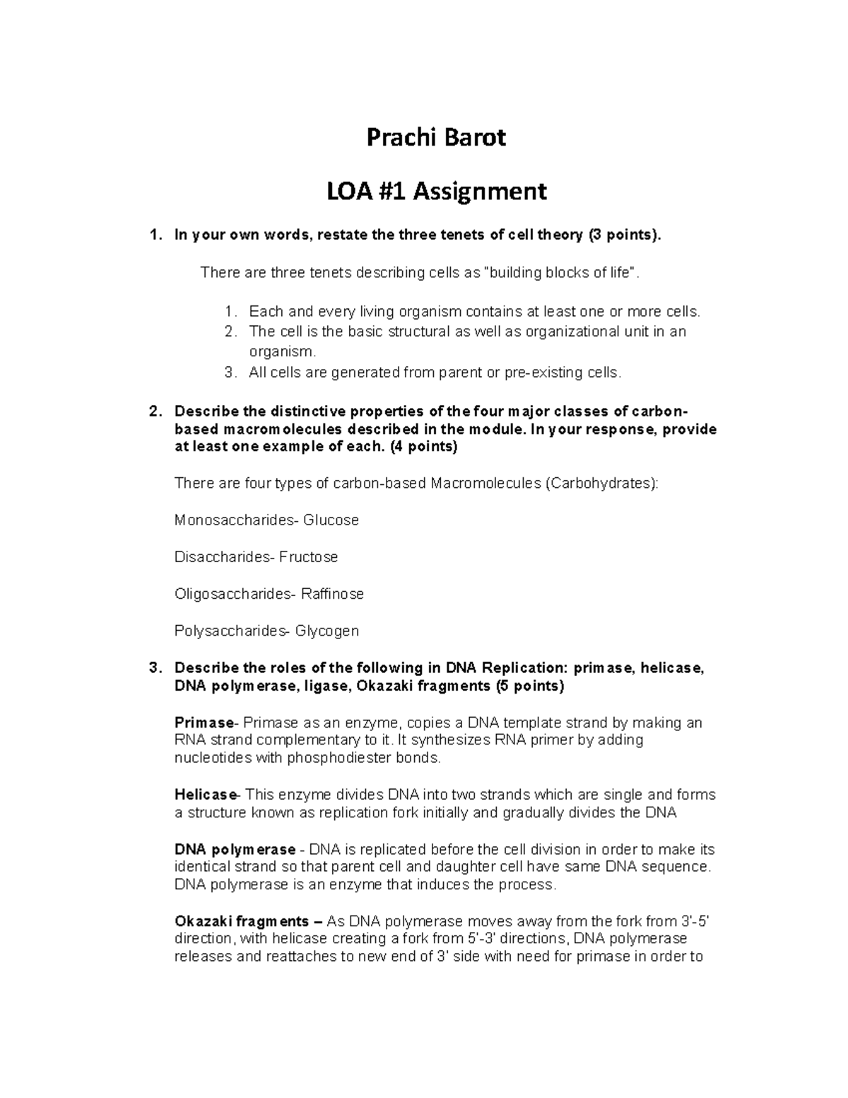 Learning Outcome 1 - Prachi Barot LOA #1 Assignment In your own words ...