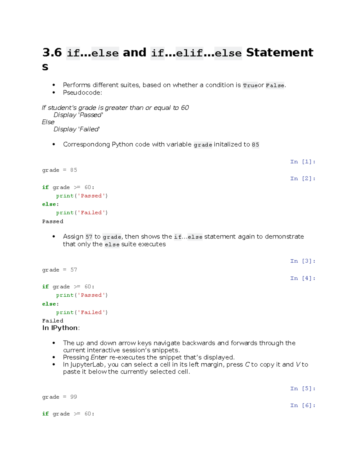 Cosc Notes 2023 - 3 if.. and if...elif.. Statement s Performs different ...