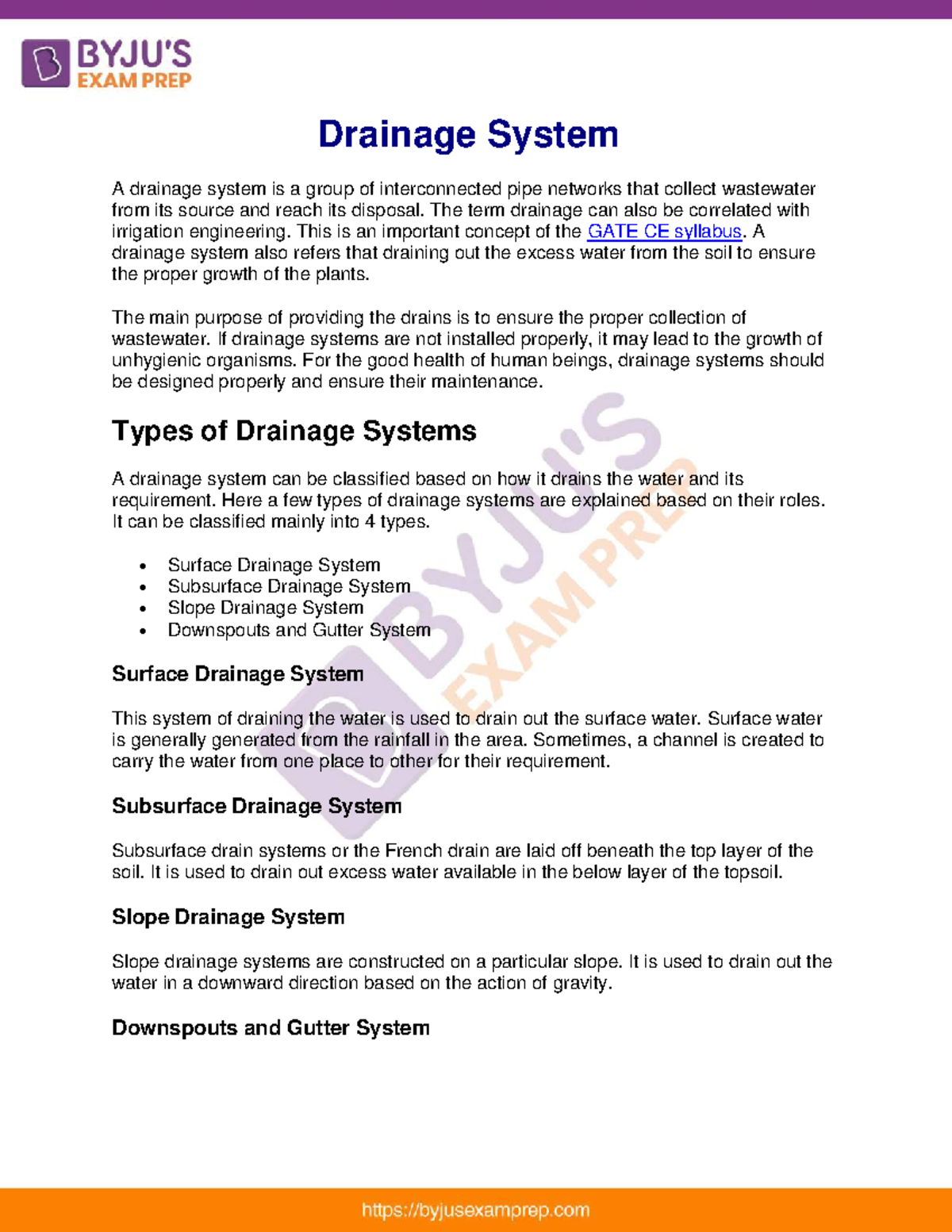 Drainage system gate notes 17 - Drainage System A drainage system is a ...