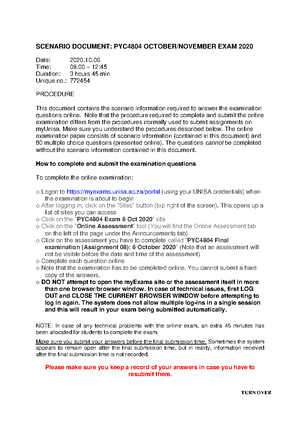 2022 PYC4804 Mock Exam Scenario - UNISA MOCK EXAM: PYC The format of ...