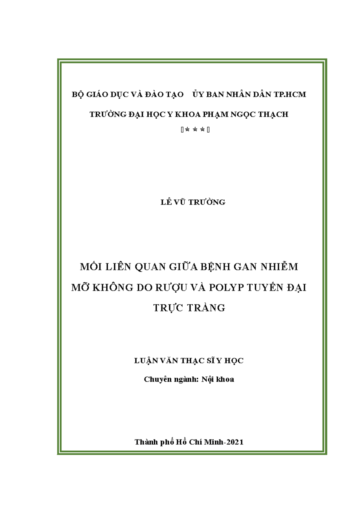 Luanvan Le Vu Truong - HVQY - BỘ GIÁO DỤC VÀ ĐÀO TẠO ỦY BAN NHÂN DÂN TP TRƯỜNG ĐẠI HỌC Y KHOA ...