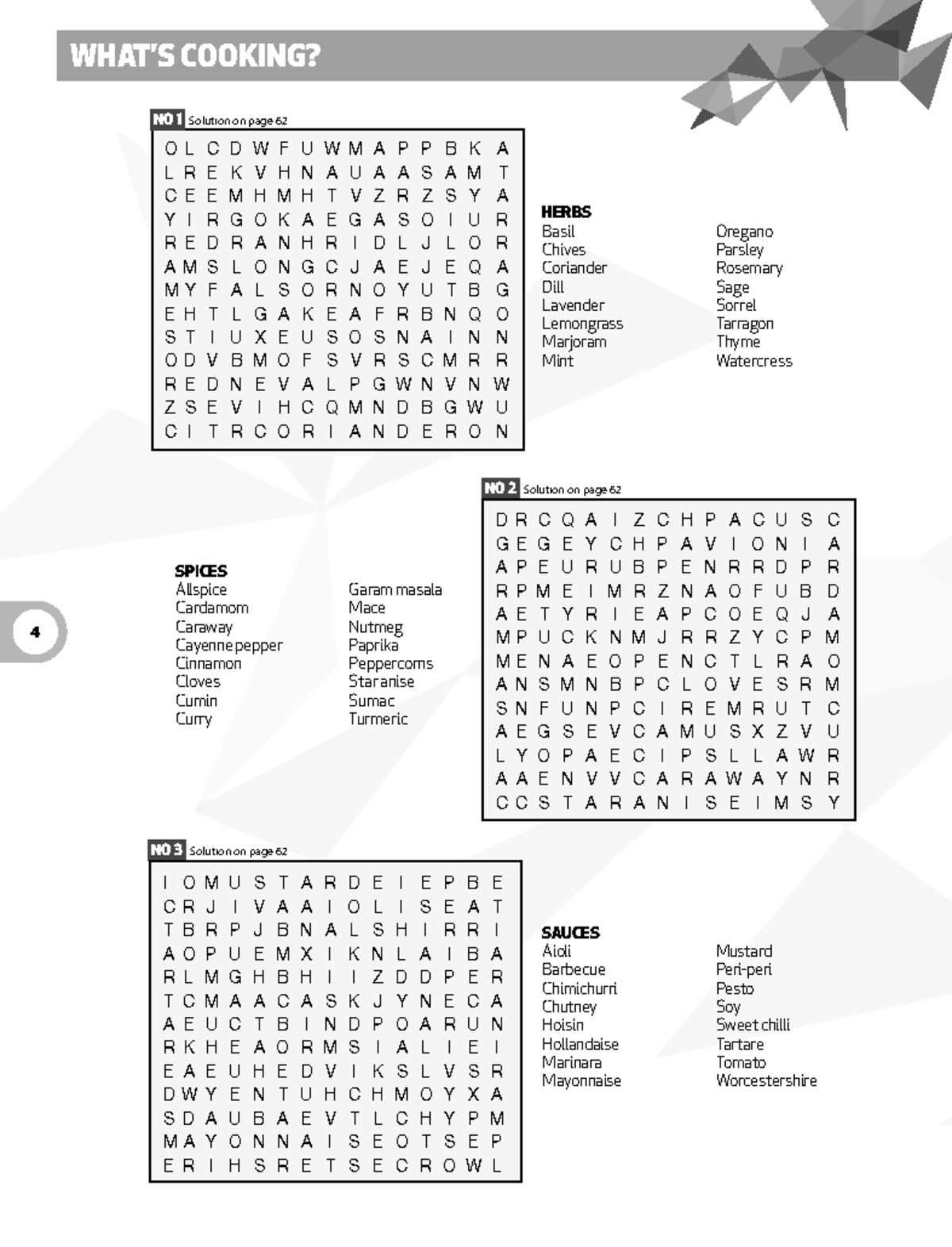 Word Search. FUN WITH WORDS - 4 WHAT’S COOKING? HERBS Basil Chives ...