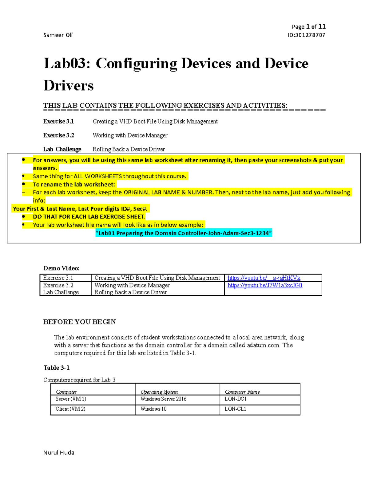Lab03 Configuring Devices And Device Drivers-Sameer-Oli-sec004-8707 - Sameer Oli ID: Lab03 ...