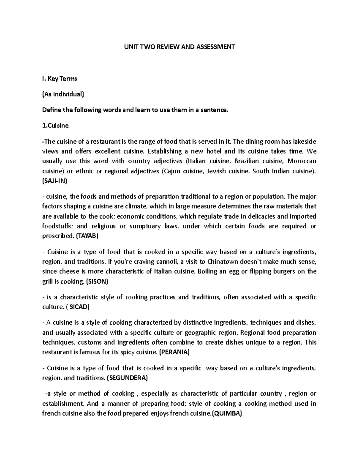 UNIT 2 group assignment in ICC(Group 5) - UNIT TWO REVIEW AND ASSESSMENT I. Key Terms (As - Studocu