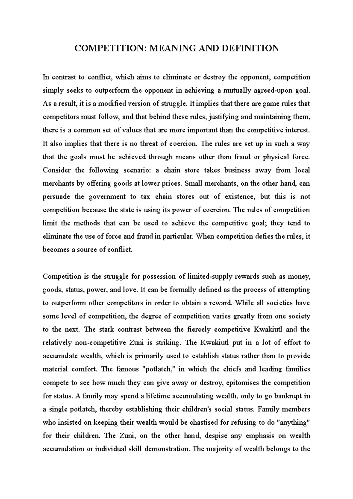 Competition- Meaning AND Definition - COMPETITION: MEANING AND ...