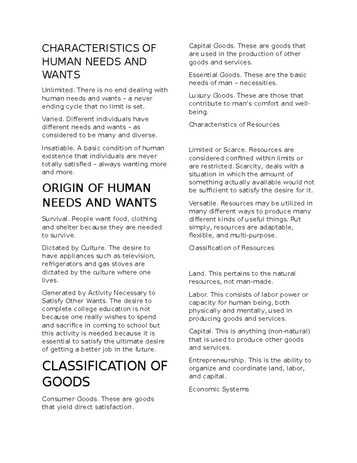 Gned 03 (extra) - CHARACTERISTICS OF HUMAN NEEDS AND WANTS Unlimited ...