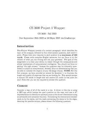 CS 3600 Introduction to Artifical Intelligence - Introduction to AI - AI is used to create ...