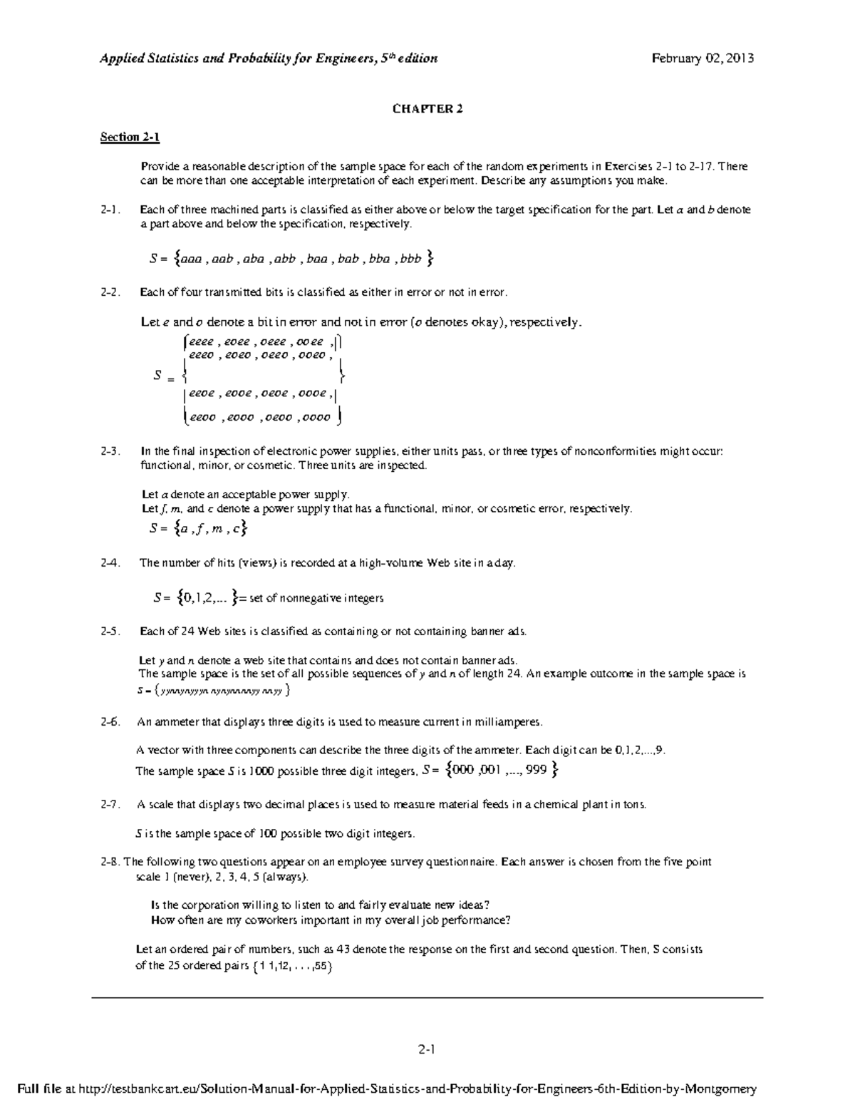 Solution Manual for Applied Statistics - 2 - 1 = ####### CHAPTER 2 ...