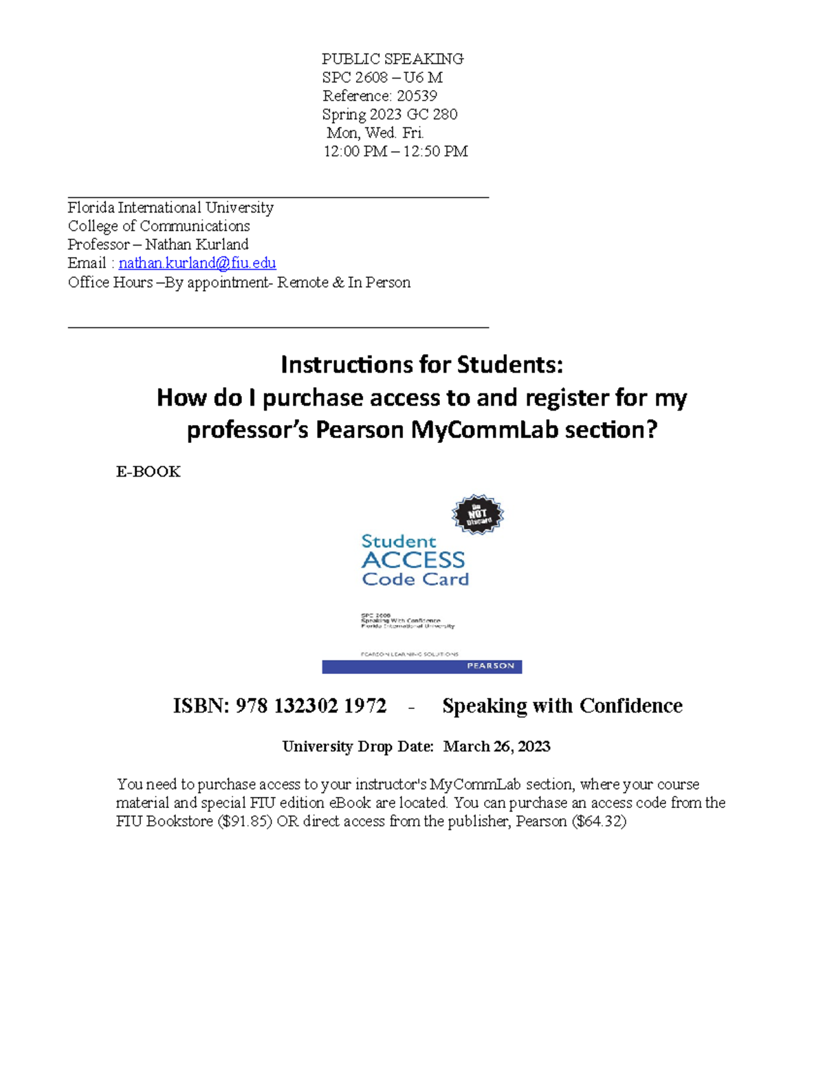 U6M Spring 2023- Syllabus - PUBLIC SPEAKING SPC 2608 – U6 M Reference ...