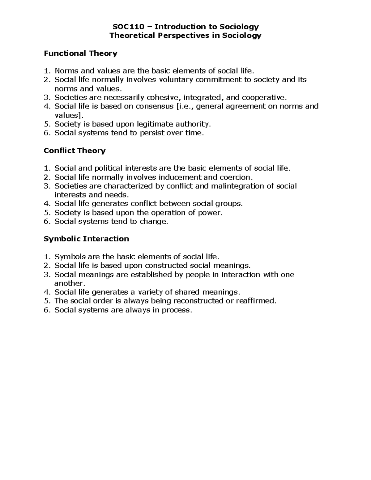 Theoretical Perspectives 2 - SOC110 – Introduction to Sociology ...