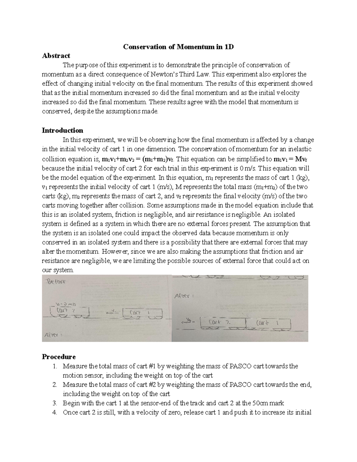 Conservation of Momentum In 1D - Conservation of Momentum in 1D ...