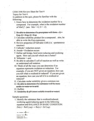 Test 1 Example - Test 1 Examle for Chapters 6 & 7 - Test 1 Example The ...