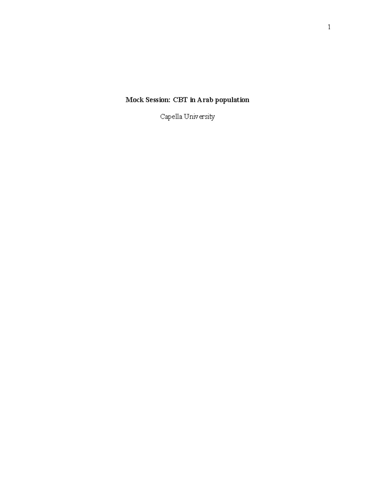 Capella Counseling Skills u5a1 mocksession - Mock Session: CBT in Arab ...