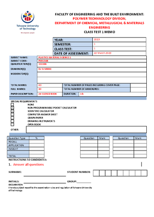 Assignment Material science - 222014002 KKJ NKOANE PROGRAM : BEngTech ...