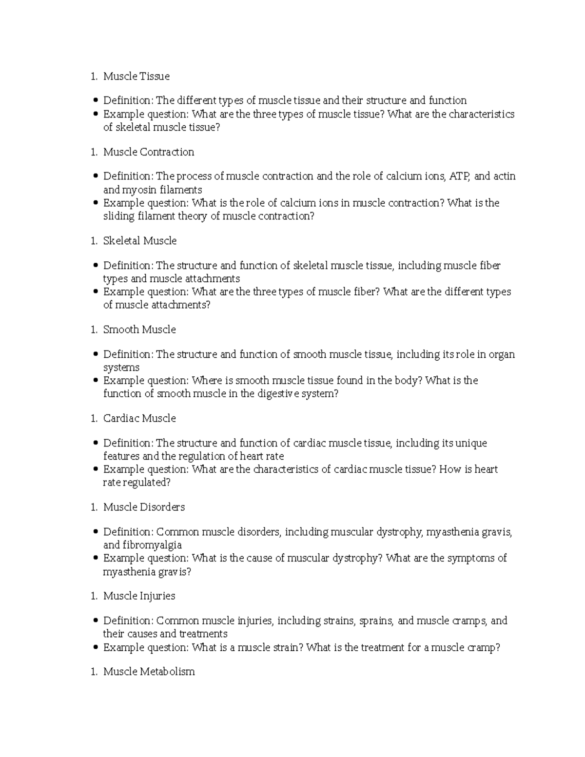 The Muscular System - Class Notes with summary for Human Anatomy and ...