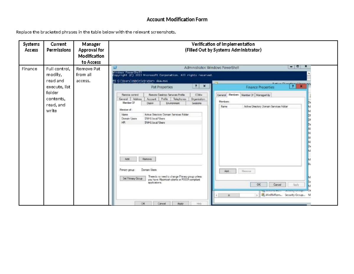 CYB 230 Project One Sumer Piggush - Account Modification Form Replace ...