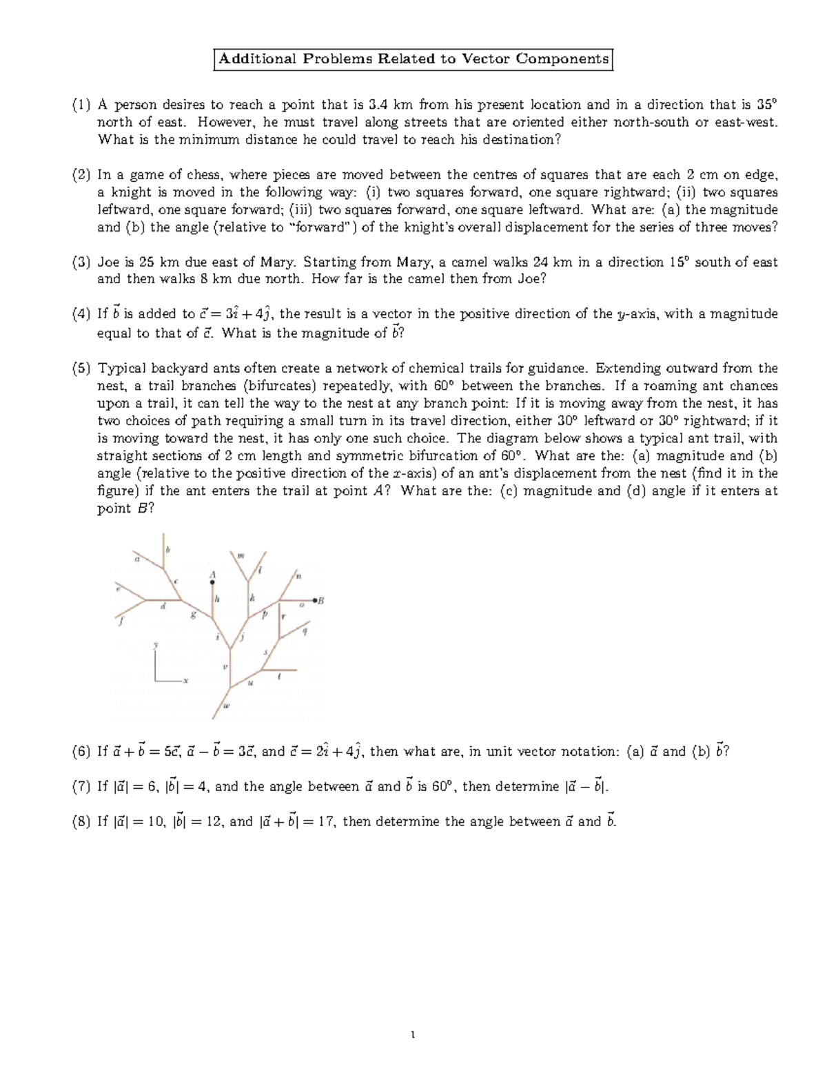Vector Components Worksheet Additional Problems Related To Vector