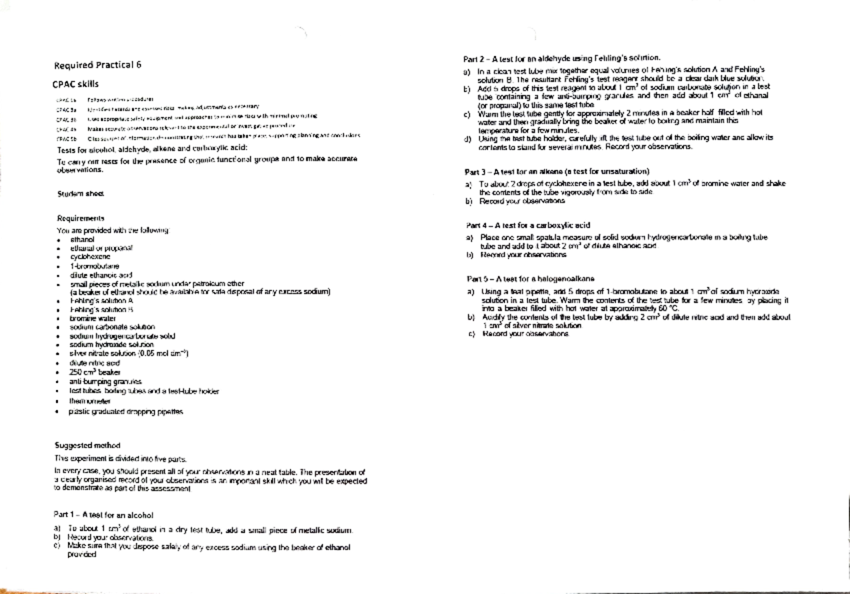 Chem rp 6 - Chemistry required practical information - Required ...