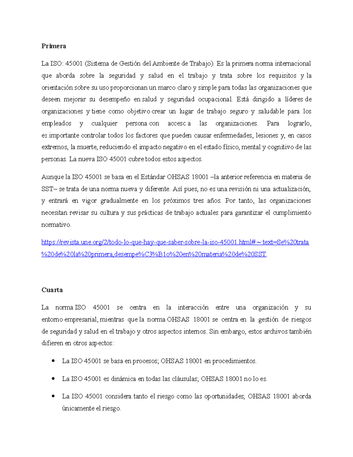 Primera - adddddddd - Primera La ISO: 45001 (Sistema de Gestión del ...
