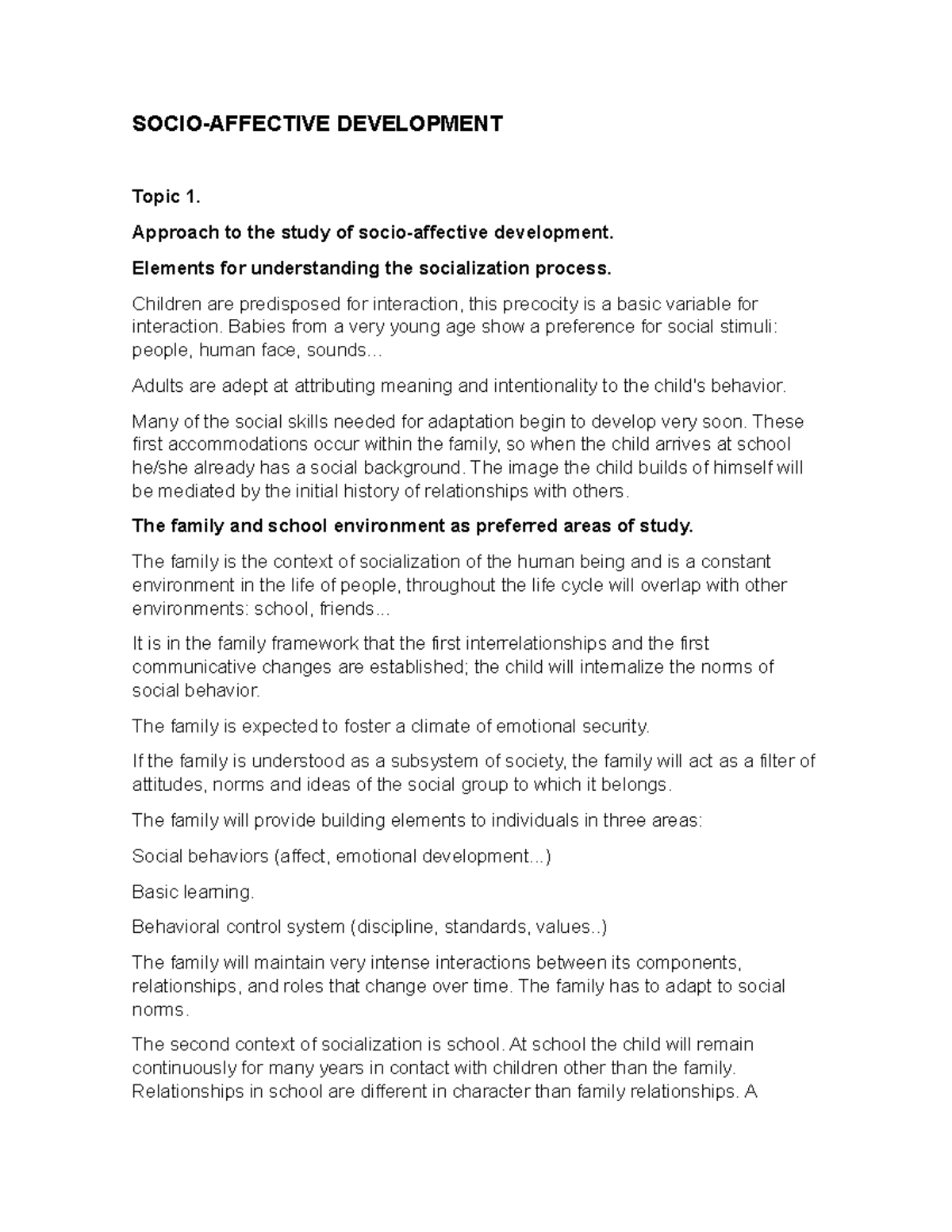 Socio- Affective Development - SOCIO-AFFECTIVE DEVELOPMENT Topic 1 ...