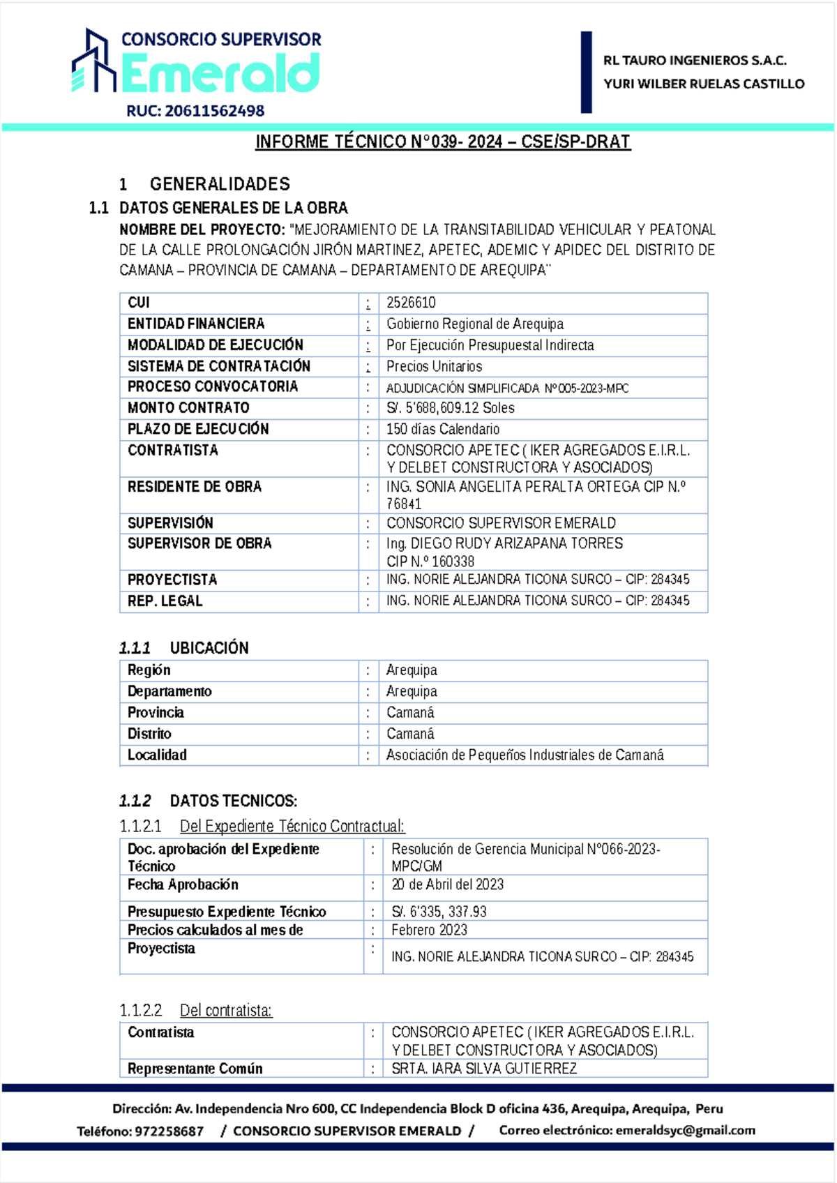Informe Tecnico N°039-2024 Solicito Extension Plazo Consolidado ...