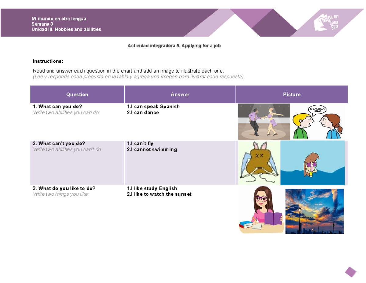 Modulo 6. Semana 3. Actividad Integradora 5. - Instructions: Read and answer each question in ...