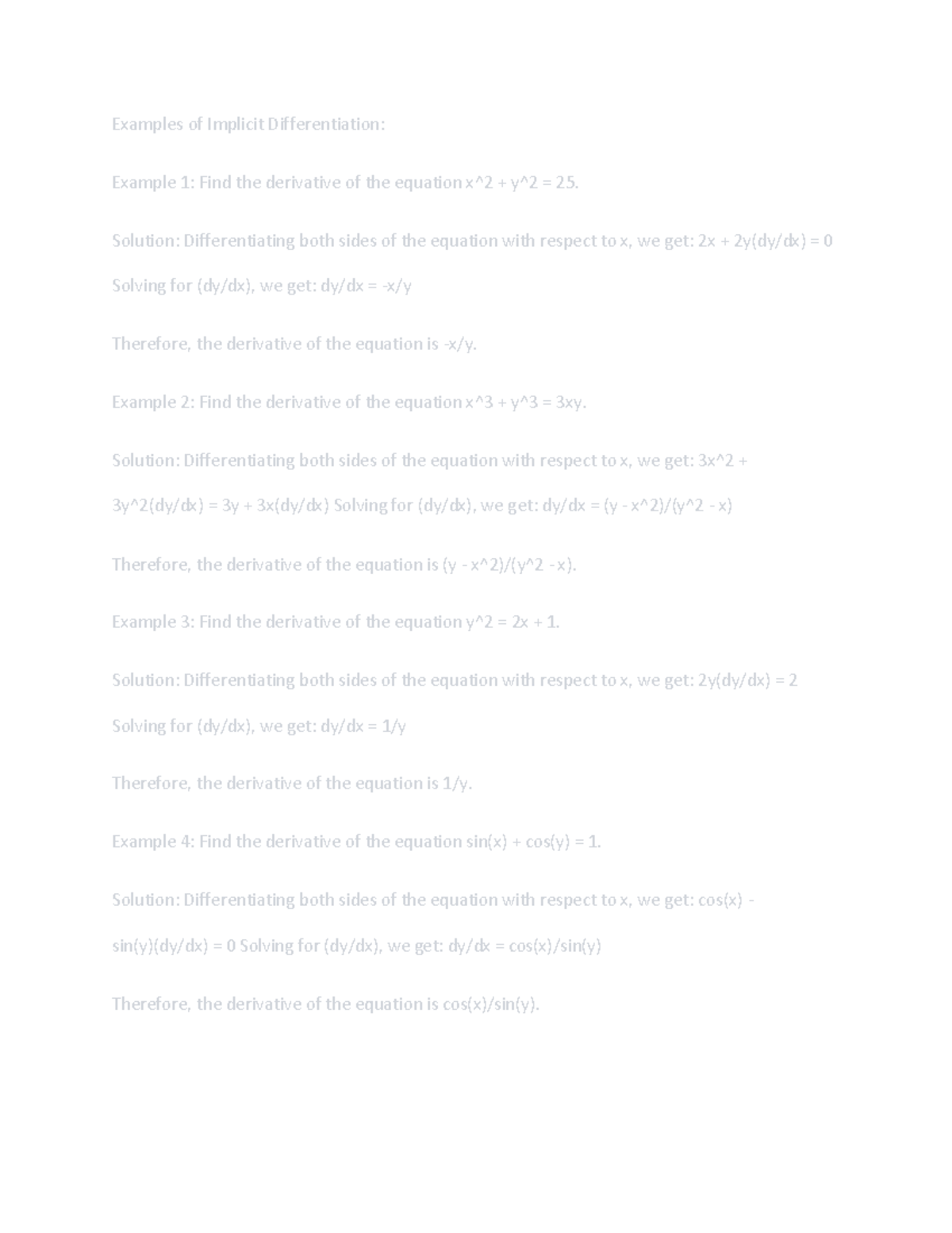 Implicit Differentiation - Examples of Implicit Differentiation ...