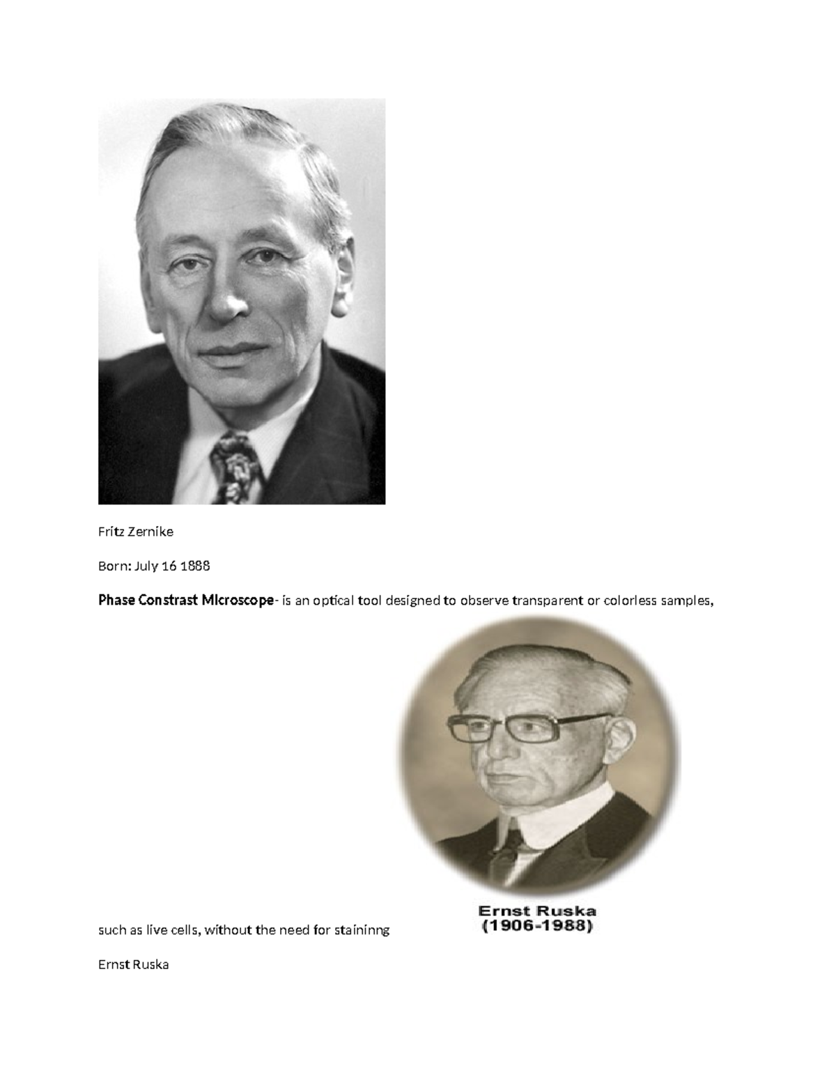 wishy washi uou - Reading and Writing - Fritz Zernike Born: July 16 ...