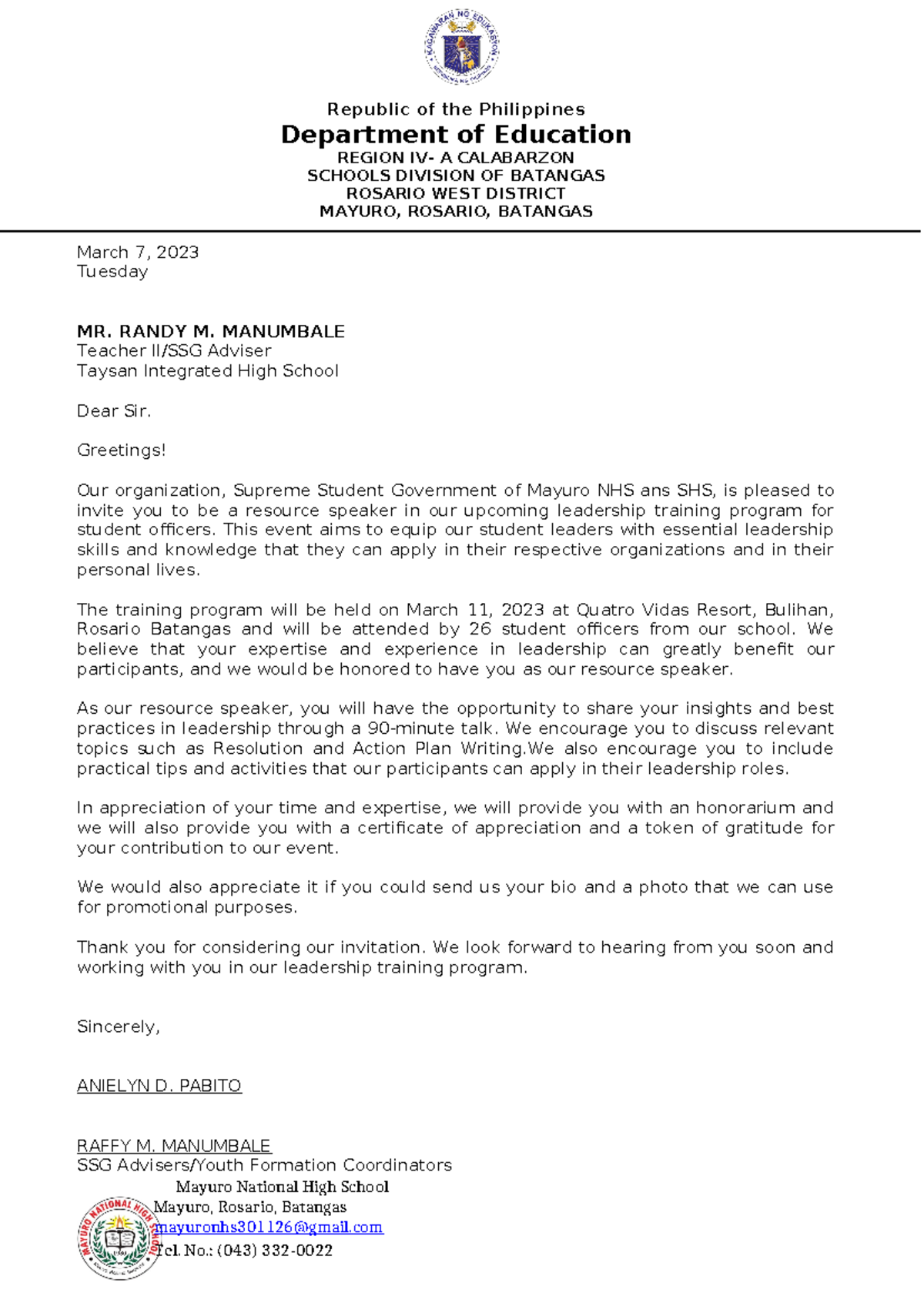 School Based Leadership Training - Department of Education REGION IV- A ...