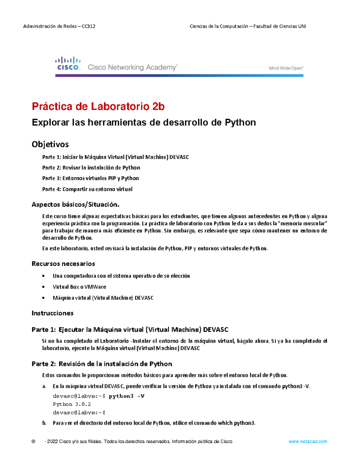 Lab 2b - Explore Python Development Tools - Administración de Redes – CC312 Ciencias de la - Studocu