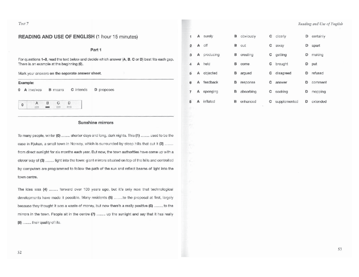 Use of english 1234 - Test 7 Reading and Use of English READING AND USE ...