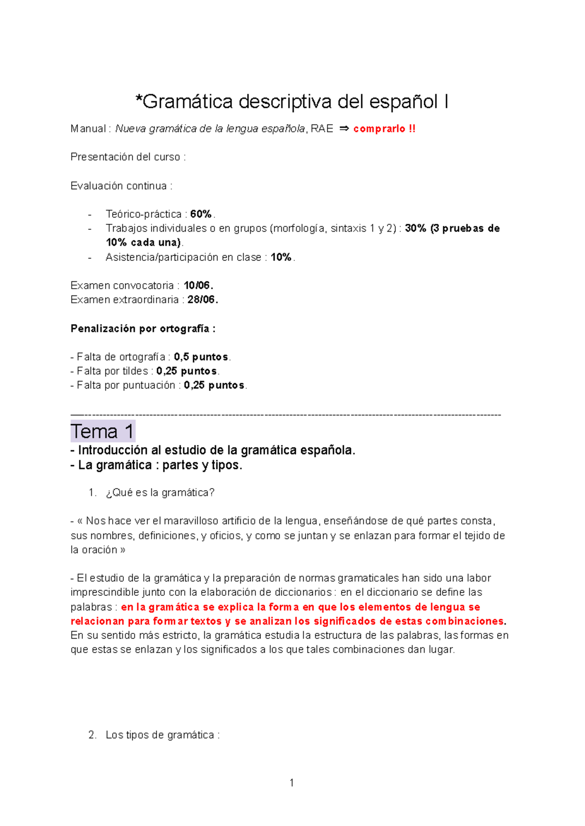 Gramática descriptiva del español I - *Gramática descriptiva del ...