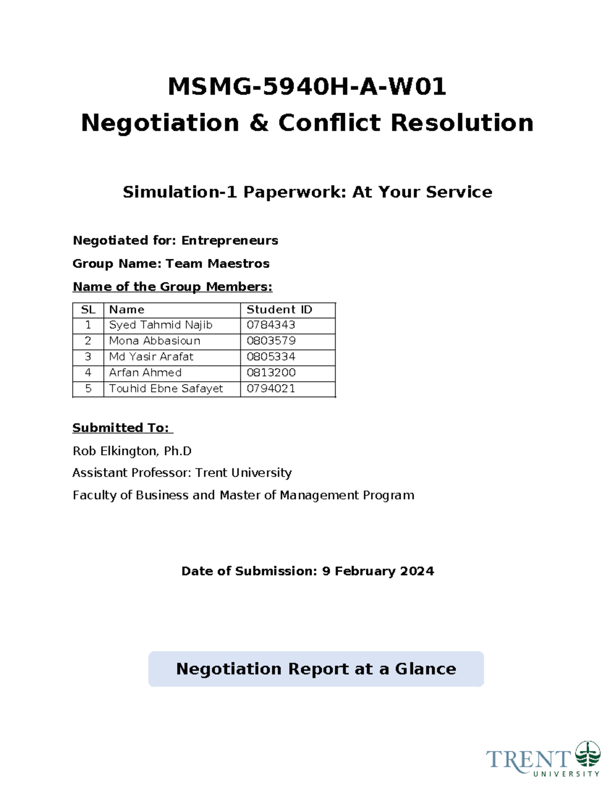 Simulation 1 Paperwork Team Maestros (Entrepreneurs) - MSMG-5940H-A-W ...