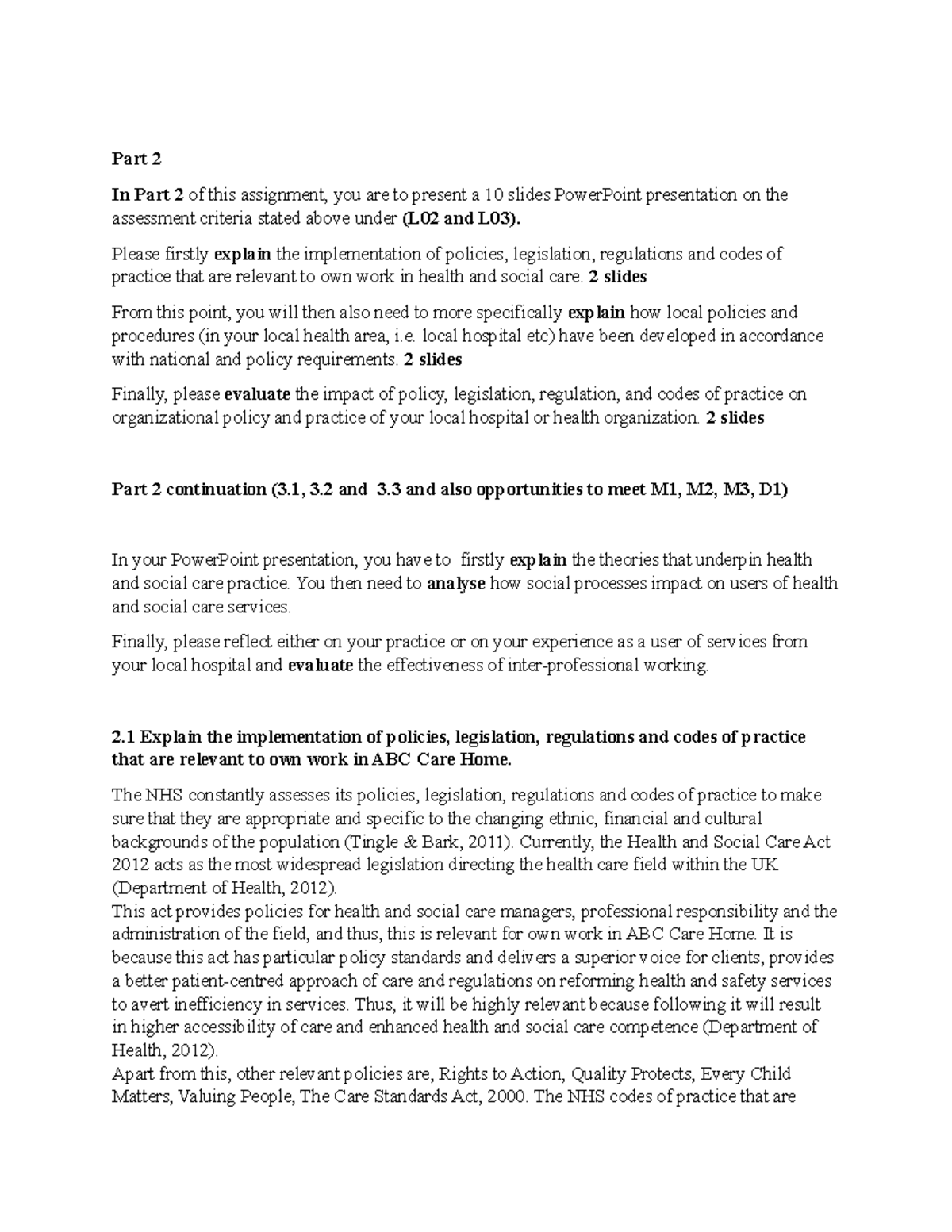 Material for ppt part 2 - Part 2 In Part 2 of this assignment, you are ...