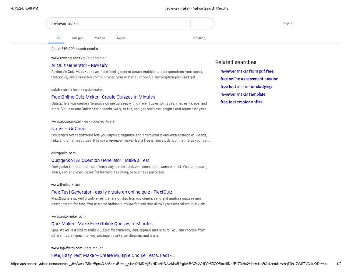 Reviewer maker - Yahoo Search Results - - Studocu
