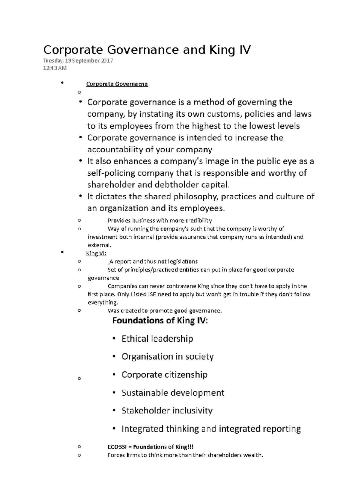 King IV - Summary of the KING 4 legislation - Corporate Governance and ...
