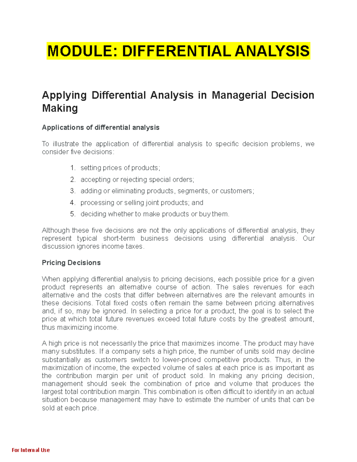 Module- Differential Analysis Lesson - MODULE: DIFFERENTIAL ANALYSIS ...