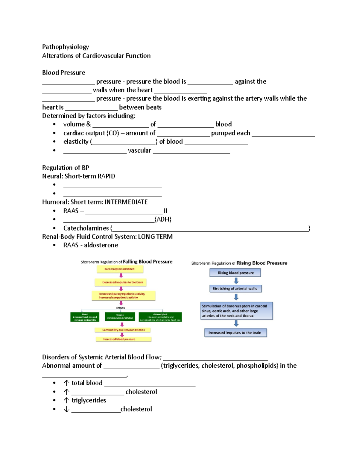 Alterations of Cardiovascular Function Lecture Outline ...