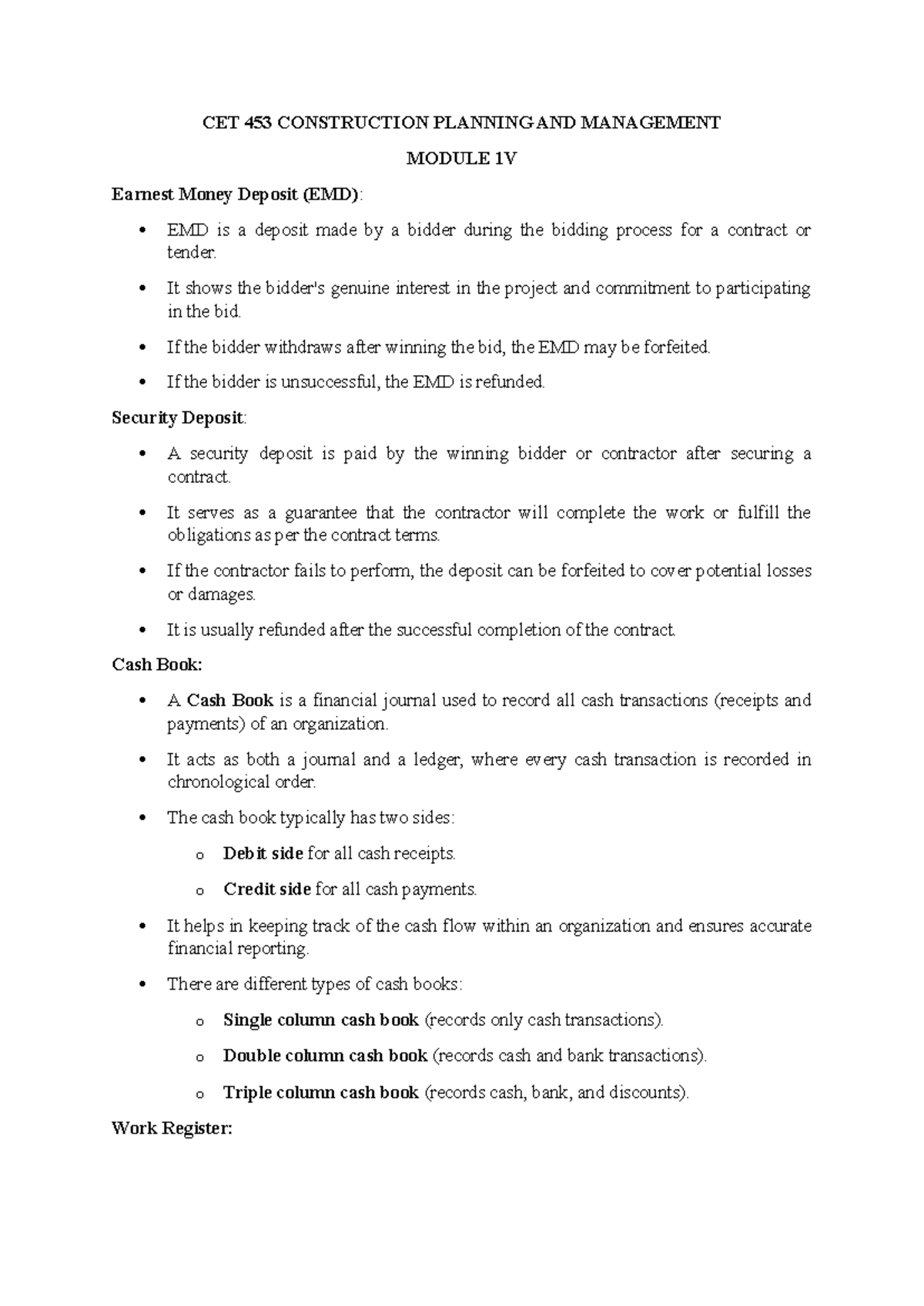 CET453 CPM Module 4 - Construction planning and management - CET 453 ...