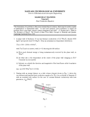 MA3003 Tutorial 3 (Questions + Workings) - NANYANG TECHNOLOGICAL UNIVERSITY School of Mechanical ...