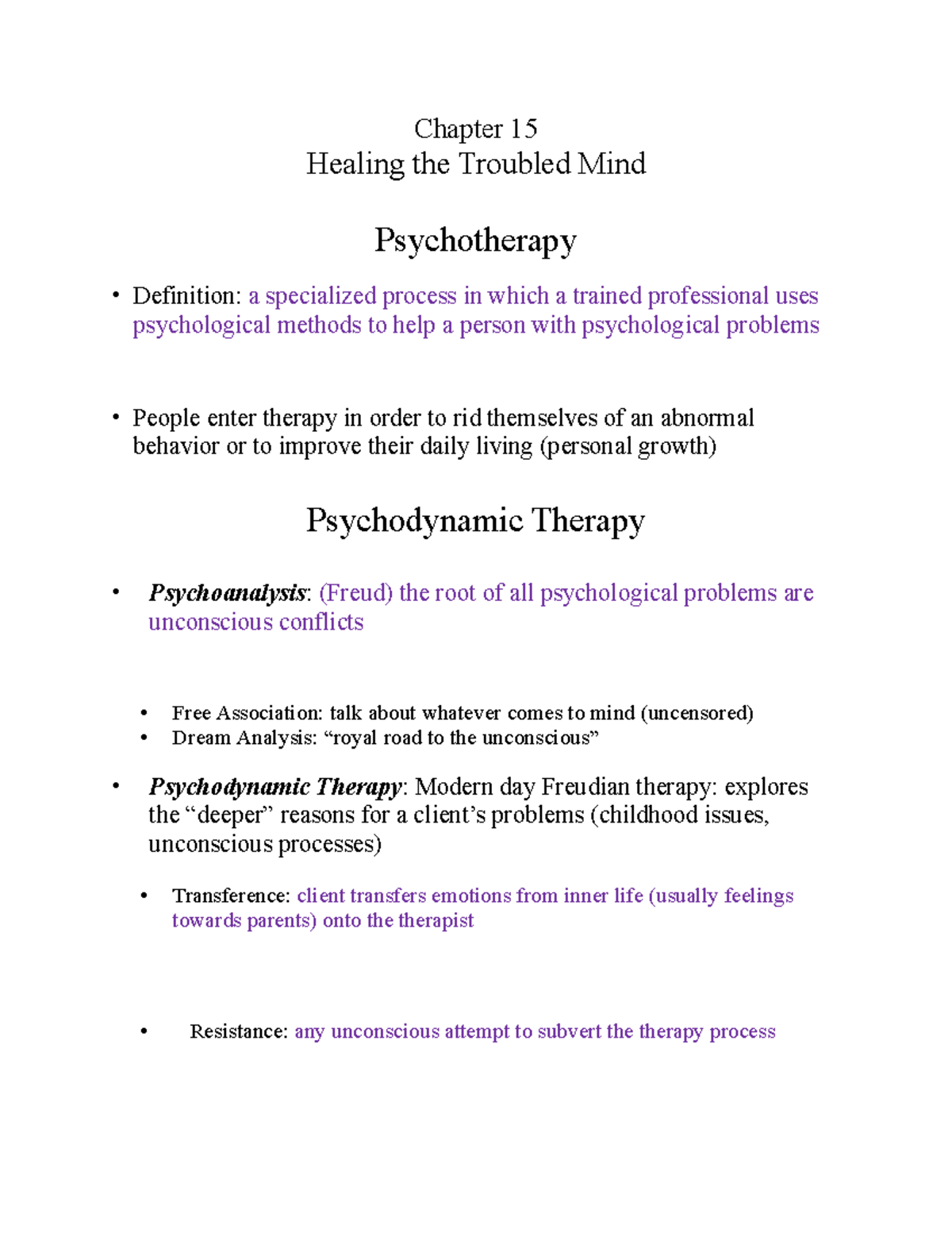 Psych Chapter 15 - Beth Gerace - Chapter 15 Healing the Troubled Mind ...
