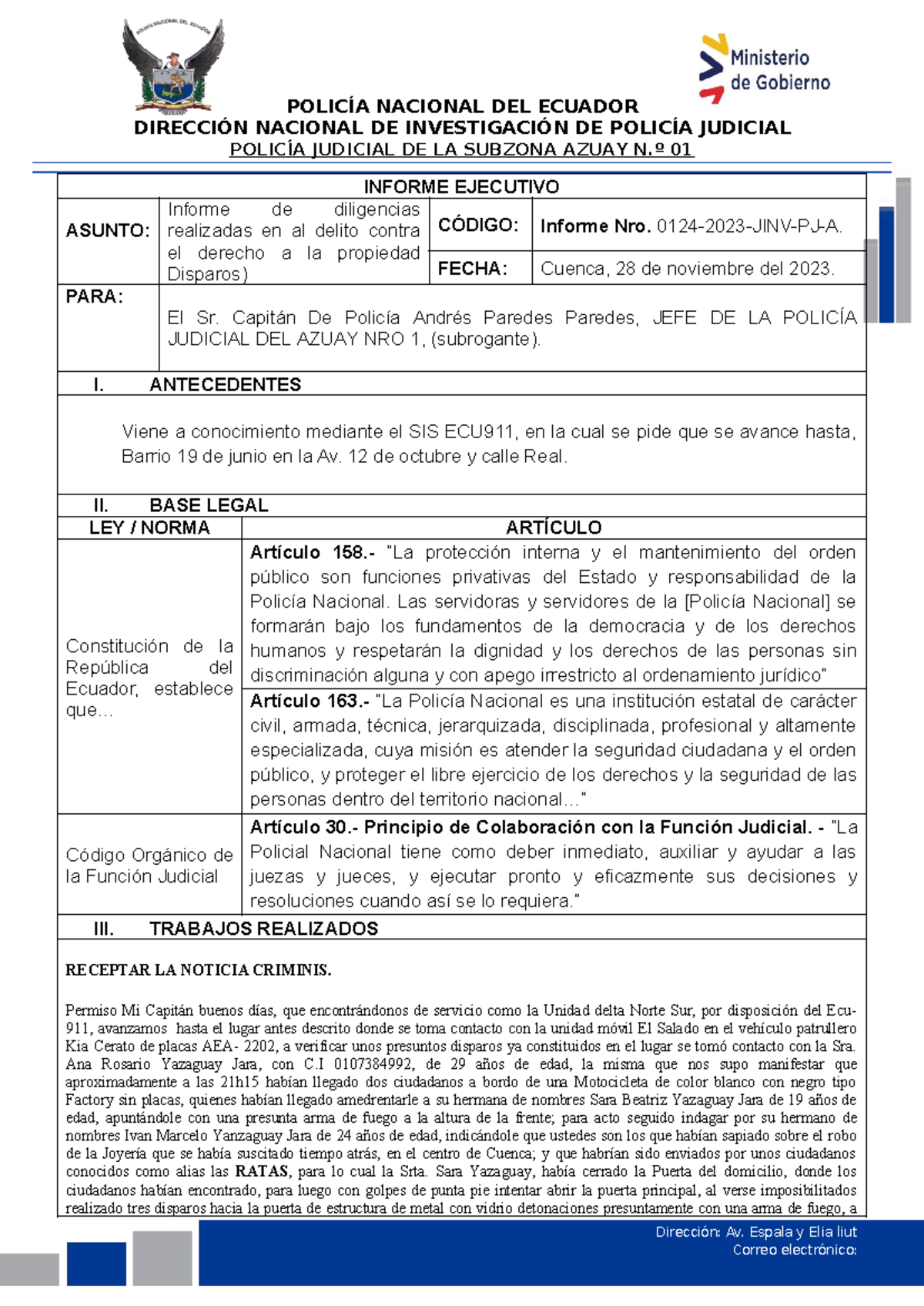 cuatrocientos cin - POLICÍA NACIONAL DEL ECUADOR DIRECCIÓN NACIONAL DE ...