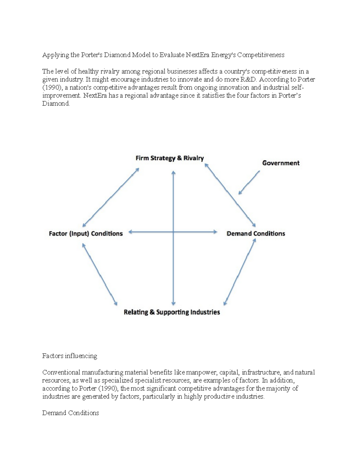 Porter model - Applying the Porter's Diamond Model to Evaluate NextEra ...
