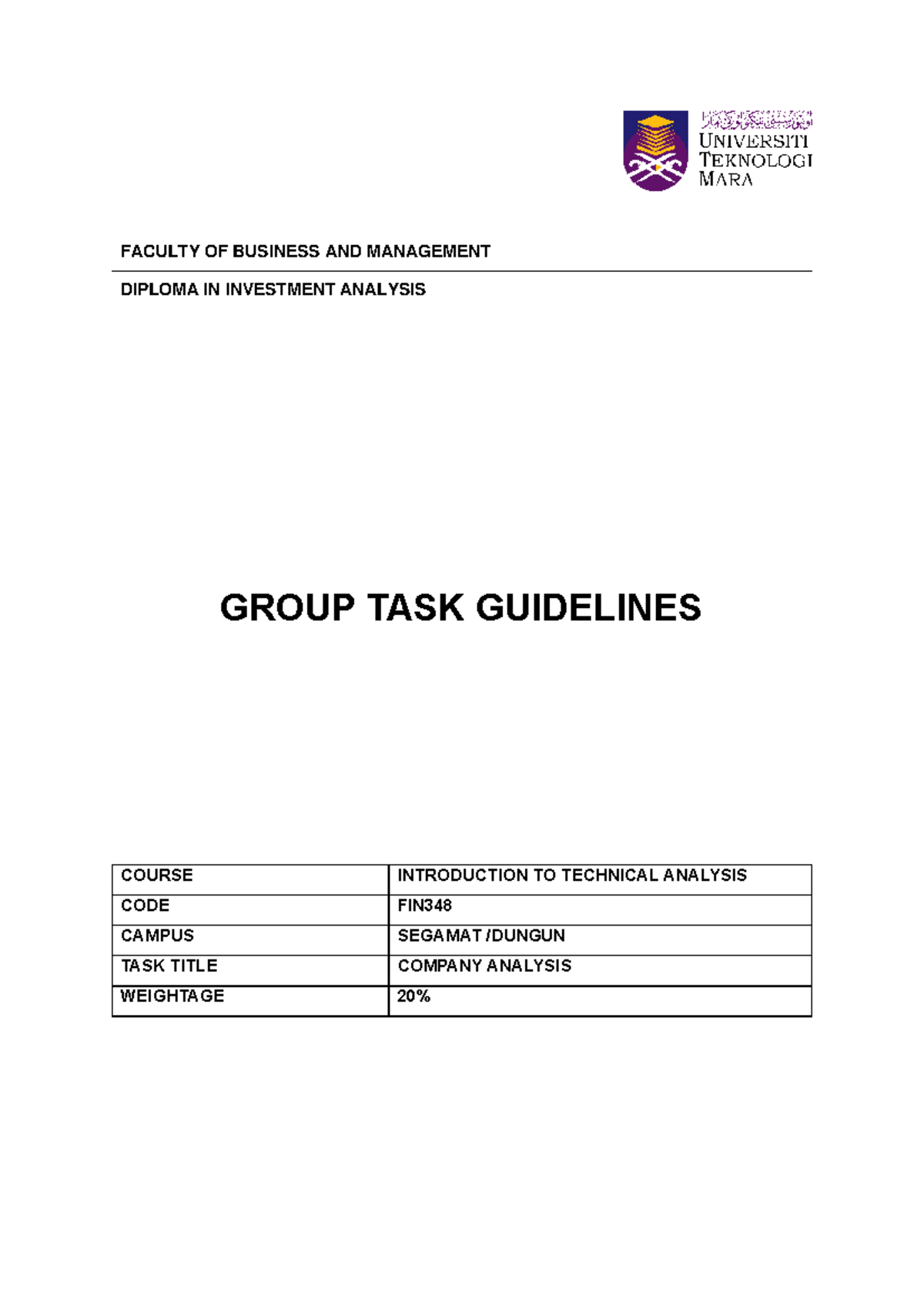 GA Company Analysis FIN348 2024 (PLO2, C3) - GROUP TASK GUIDELINES ...
