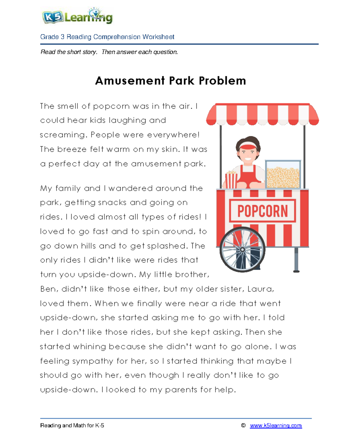 Amusement park - Short story for english - Read the short story. Then ...