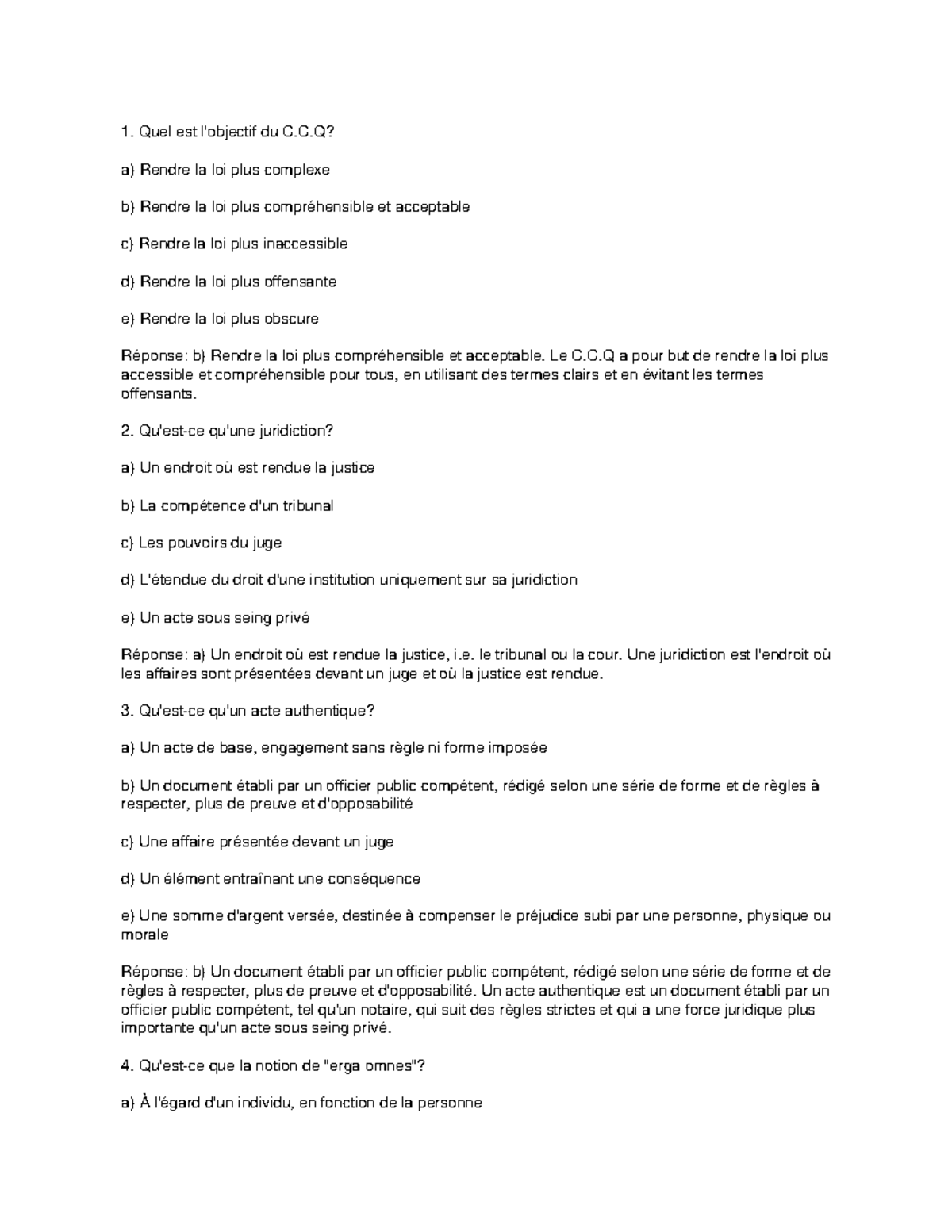 Anki - intro au droit partie 1 - Quel est l'objectif du C.C? a) Rendre ...