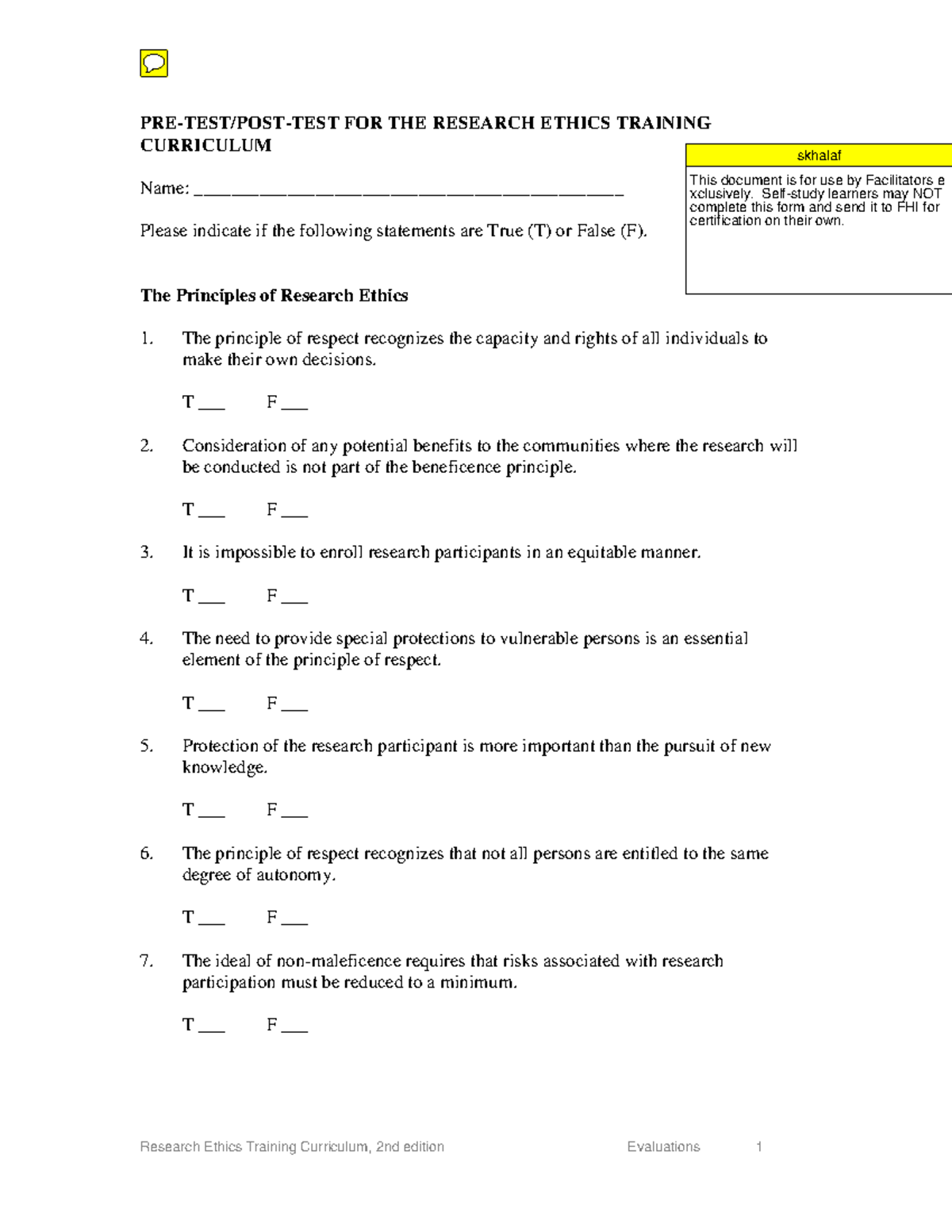 RETC2 Test and Evaluations ETHICS QUIZ - Ethics - MSU Main - Studocu
