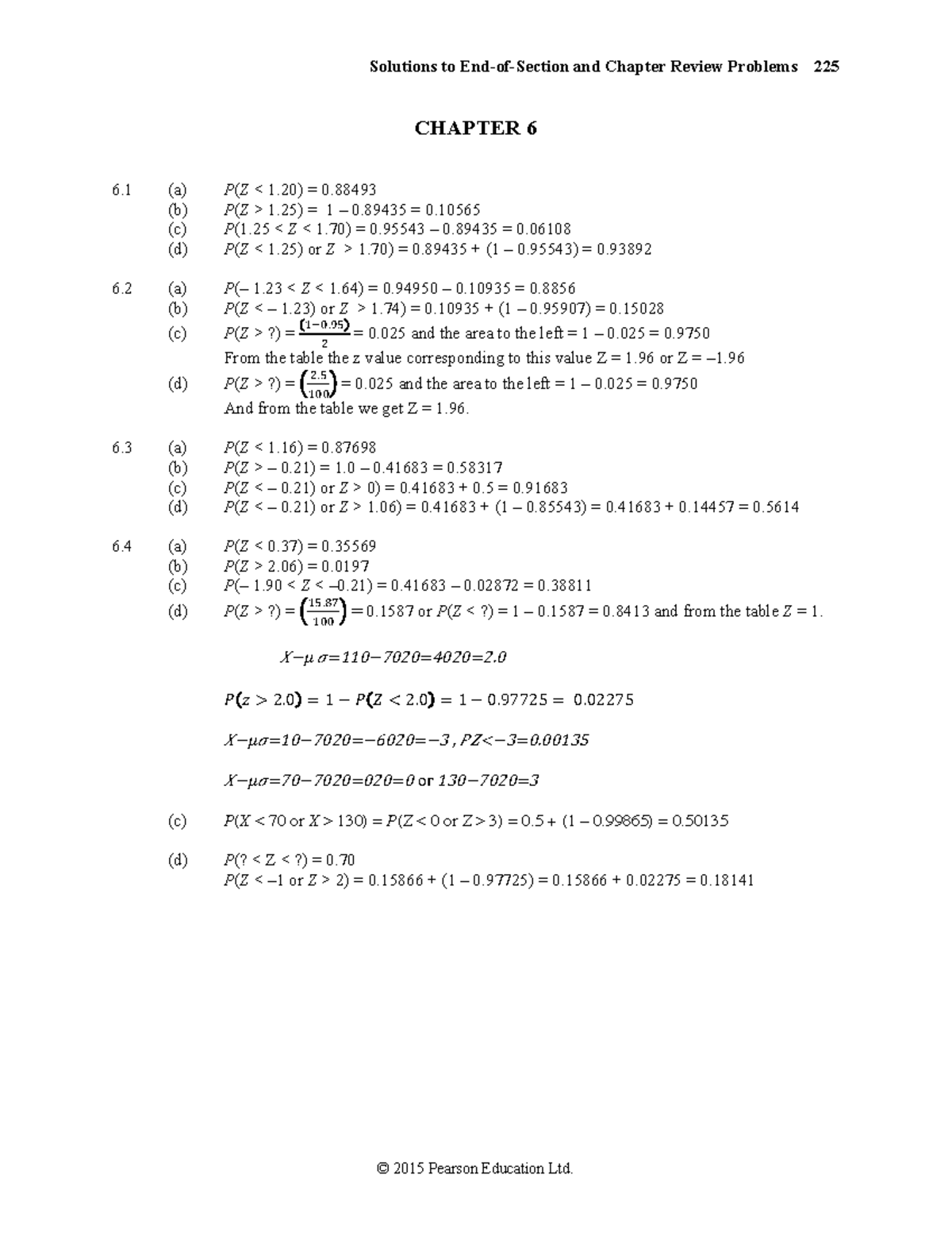 Chapter 3 Statistics - And from the table we get Z = 1. - Solutions to ...