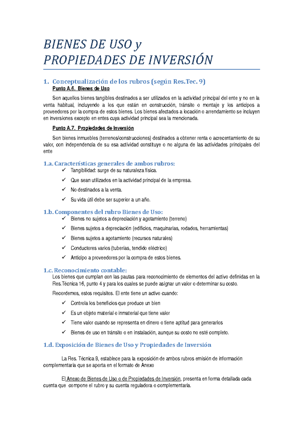 Bienes DE USO y Propiedades DE Inversión - BIENES DE USO y PROPIEDADES ...