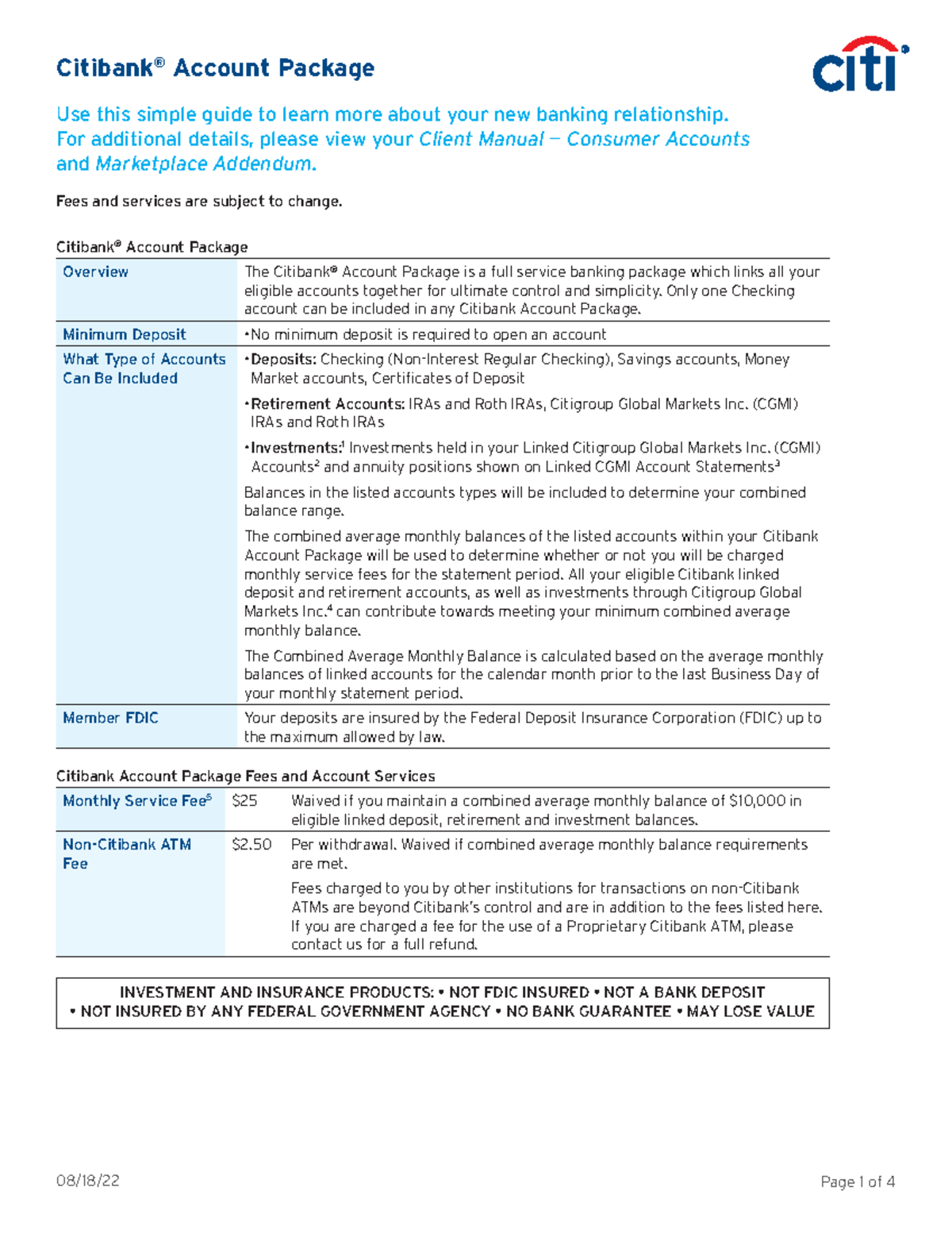PT CAP Citi Bank Account - Citibank ® Account Package Use this simple ...